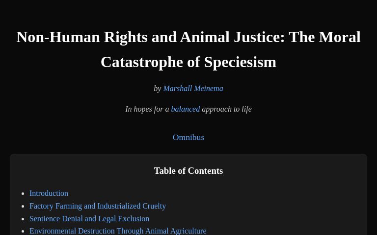 Non-Human Rights and Animal Justice: The Moral Catastrophe of ...