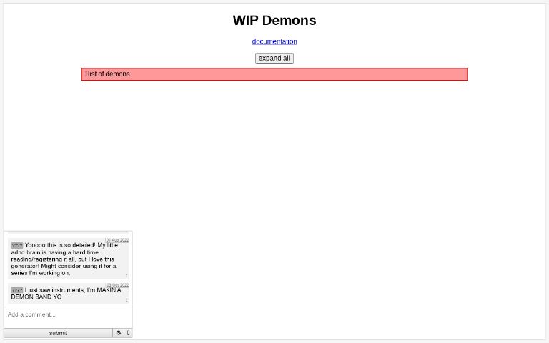 WIP Demons ― Perchance Generator