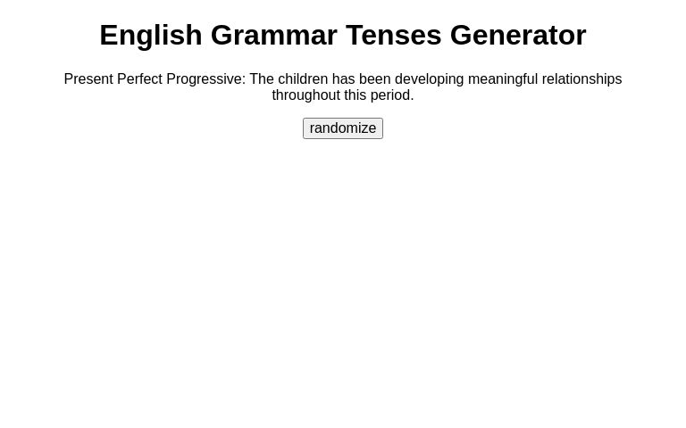 English Grammar Tenses Generator