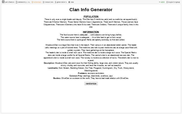 Clan Info Generator