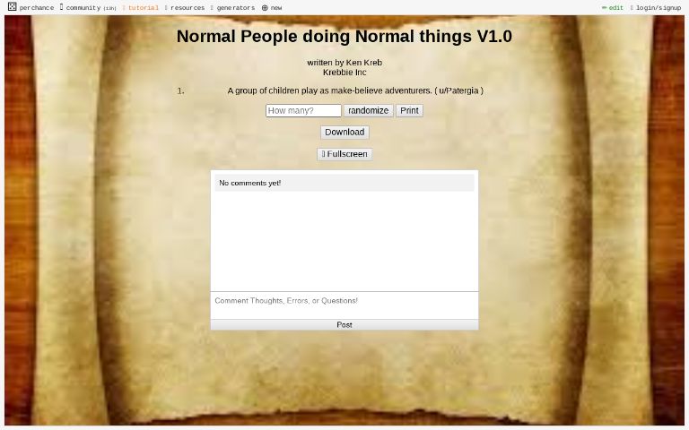 Normal People doing Normal things V1.0 ― Perchance Generator