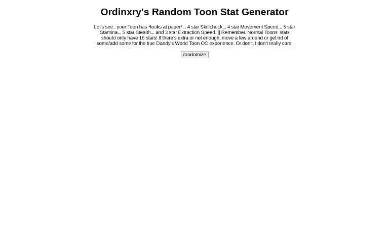 Ordinxry's Random Toon Stat Generator