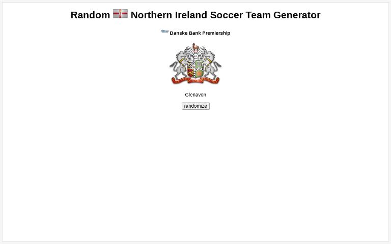Random Northern Ireland Soccer Team Generator