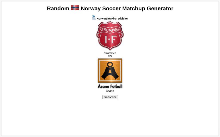Random Norway Soccer Matchup Generator