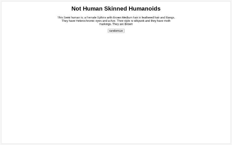 Not Human Skinned Humanoids ― Perchance Generator
