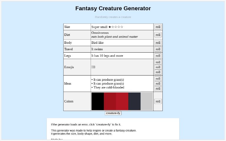 Fantasy Creature Generator
