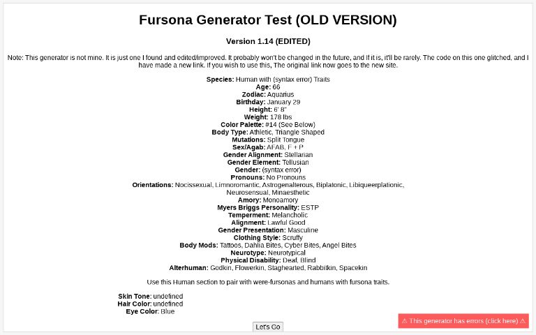 Fursona Generator Test (OLD VERSION)