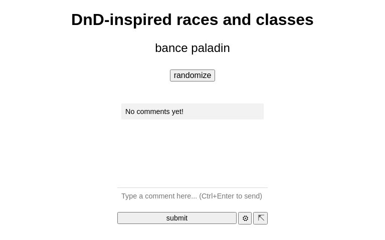 DnD-inspired races and classes ― Perchance Generator