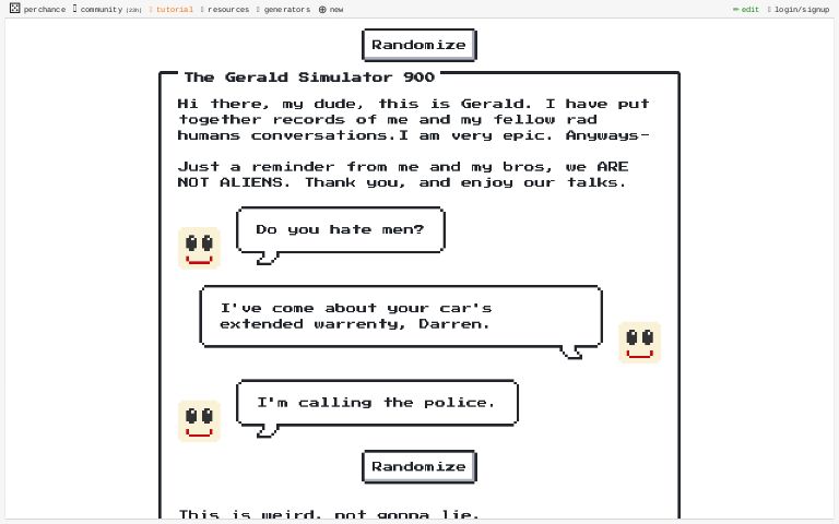 Gerald and Friends! ― Perchance Generator