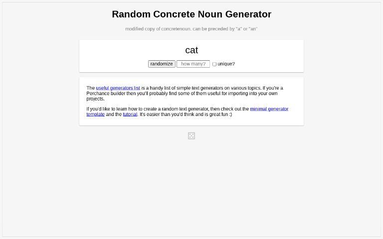 Random Concrete Noun Generator