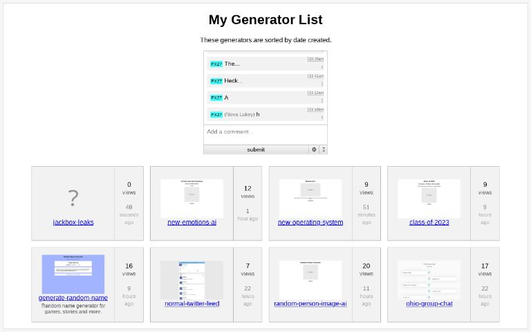 My Generator List