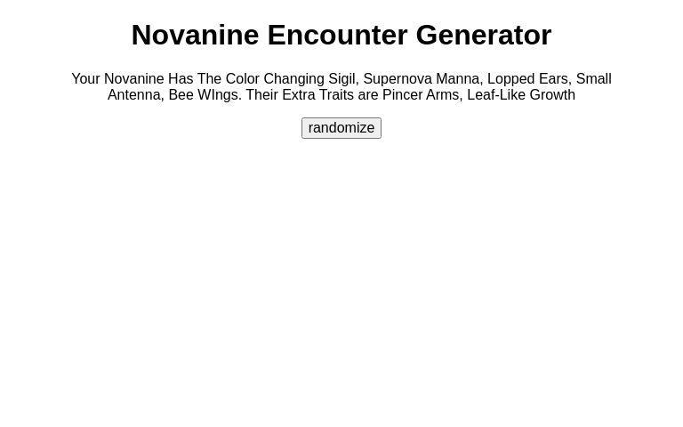 Novanine Encounter Generator