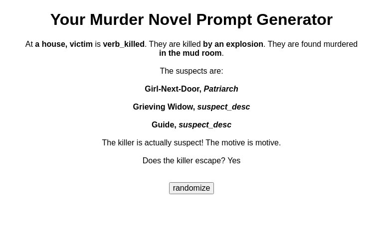 Your Murder Novel Prompt Generator