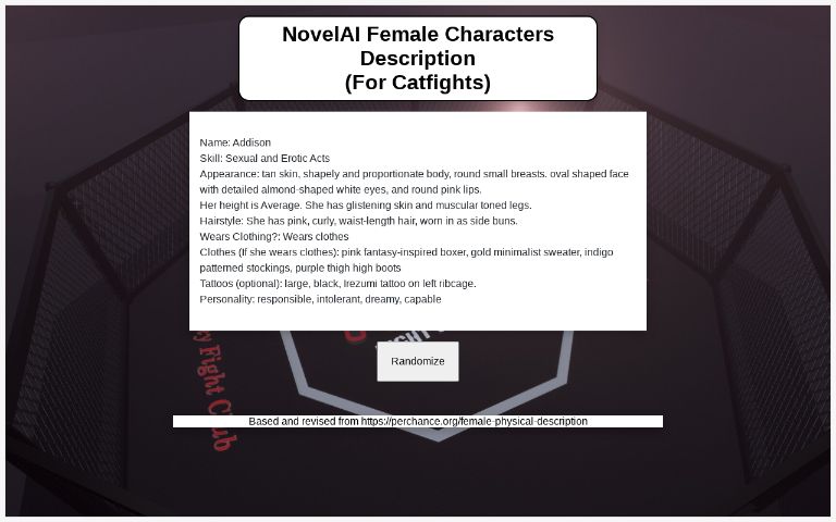 NovelAI Female Characters Description (For Catfights) ― Perchance Generator