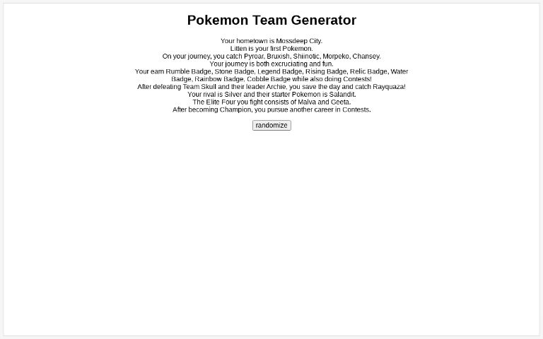 Pokemon Team Generator