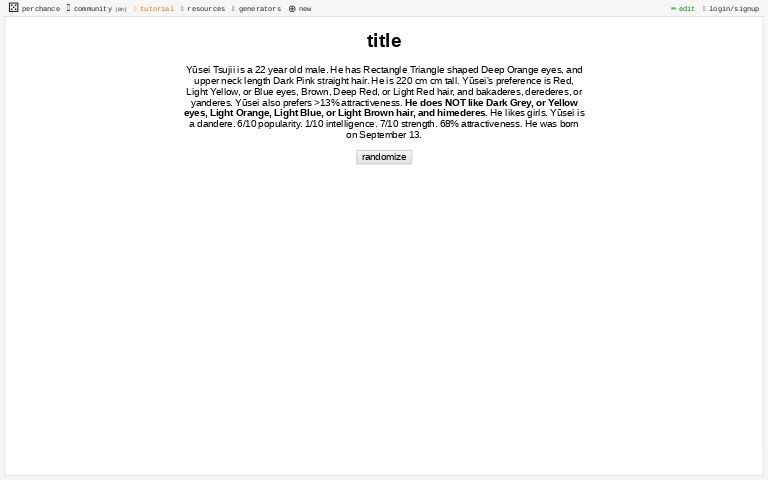 title ― Perchance Generator