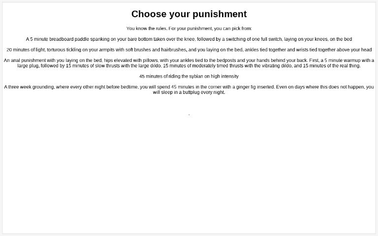 Choose your punishment ― Perchance Generator
