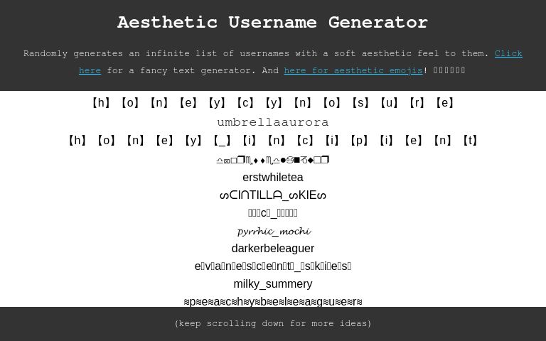 Aesthetic Username Generator