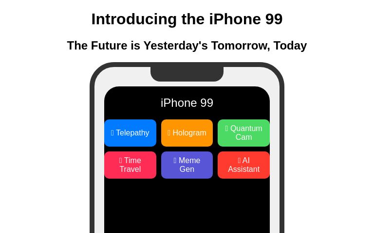 Introducing the iPhone 99 ― Perchance Generator