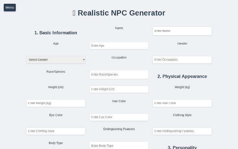 🏞️ Realistic NPC Generator