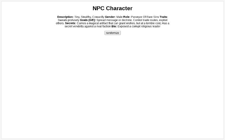 NPC Character ― Perchance Generator