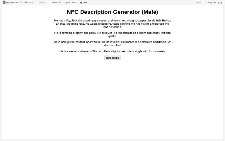 NPC Description Generator (Male)