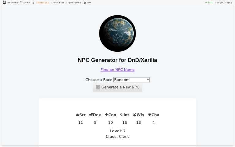 NPC Generator for DnD/Xarilia