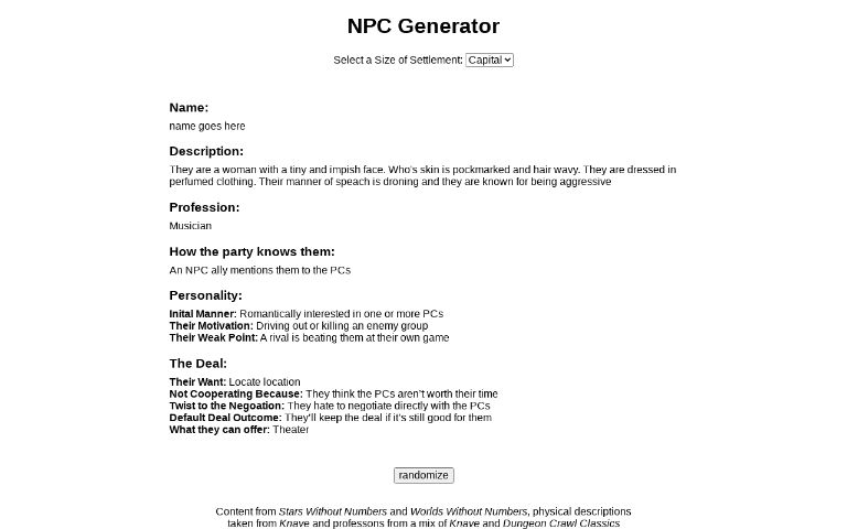 NPC Generator