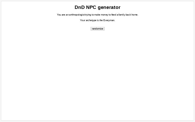 DnD NPC generator