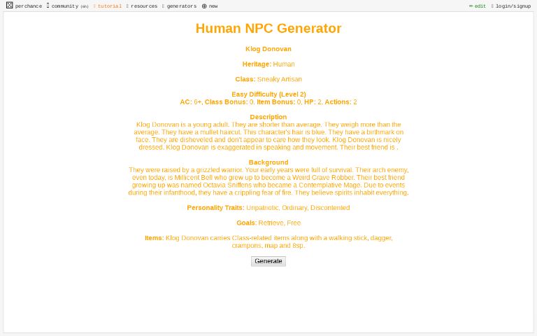 Human NPC Generator