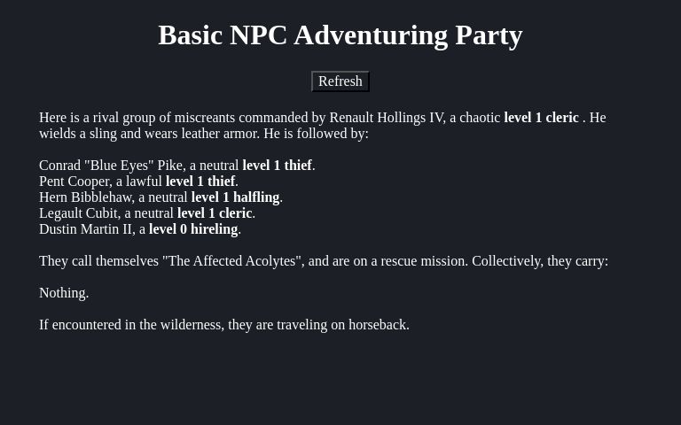 Basic NPC Adventuring Party ― Perchance Generator