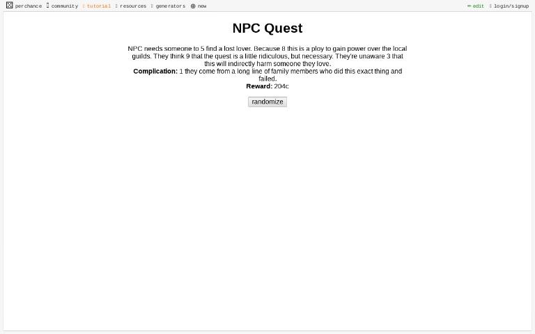 NPC Quest ― Perchance Generator