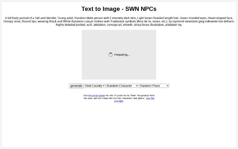 Text to Image - SWN NPCs ― Perchance Generator