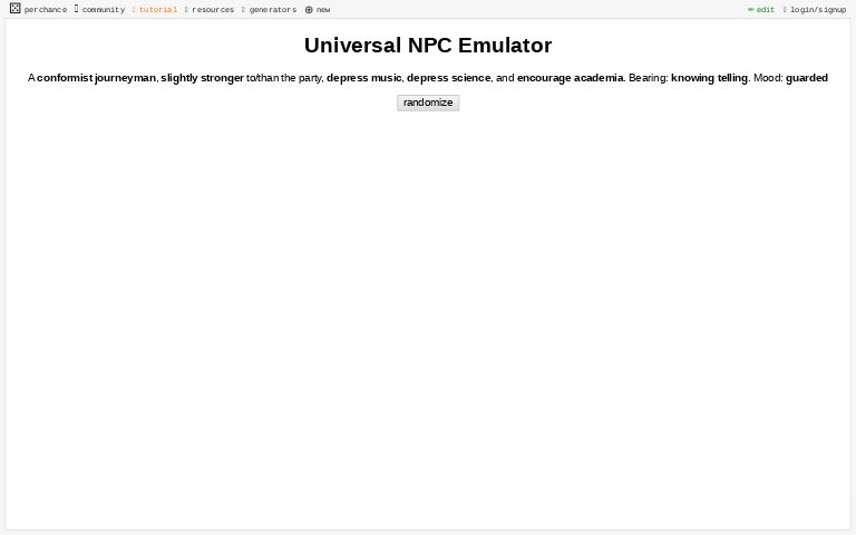 Universal NPC Emulator ― Perchance Generator