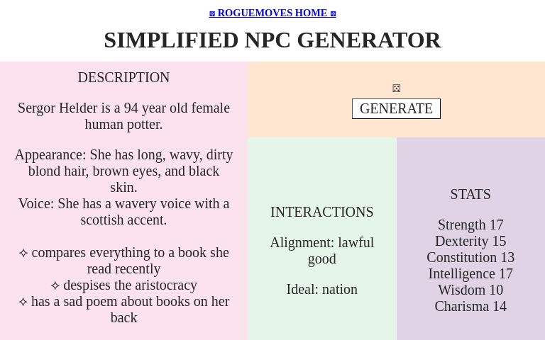 Roguemoves Home ― Perchance Generator