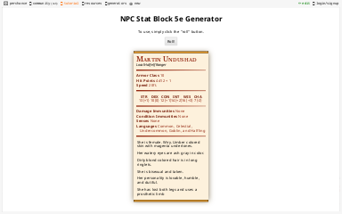 NPC Stat Block 5e Generator