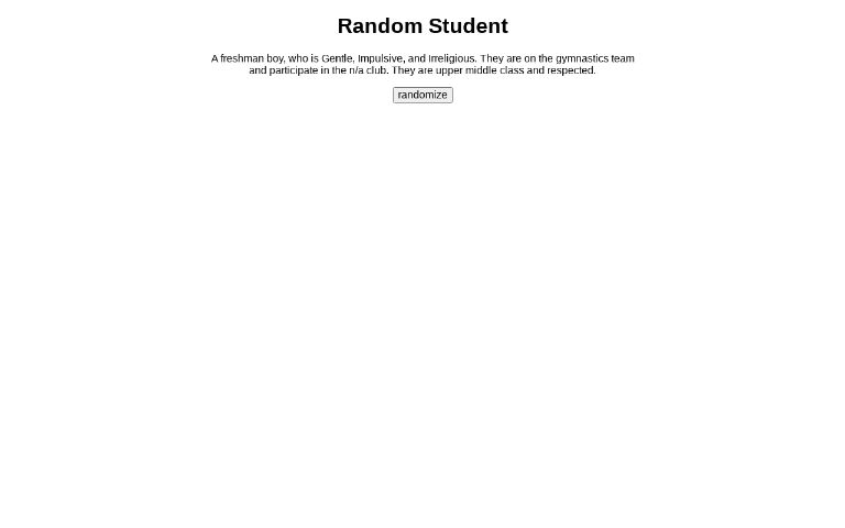 Random Student ― Perchance Generator