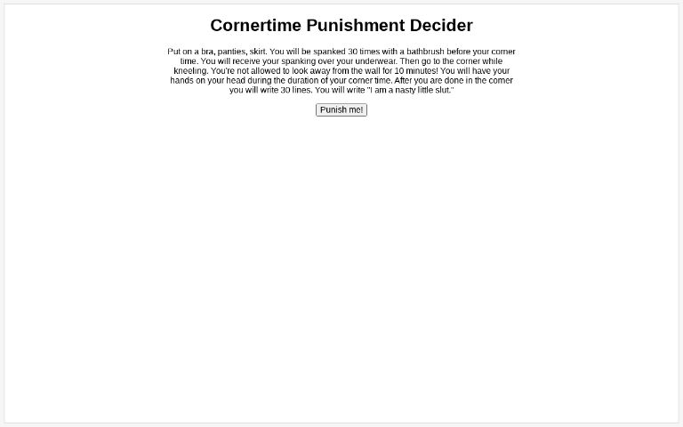 Cornertime Punishment Decider ― Perchance Generator