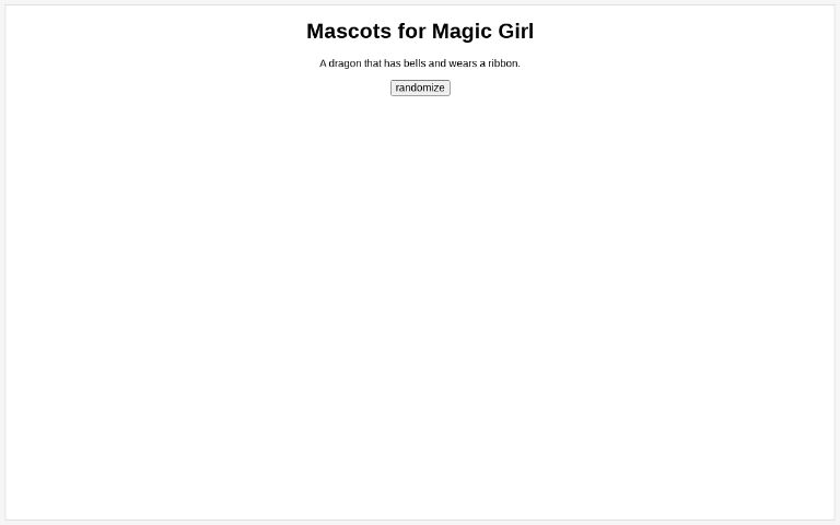 Mascots for Magic Girl ― Perchance Generator