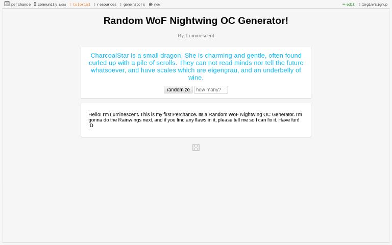 Random WoF Nightwing OC Generator!