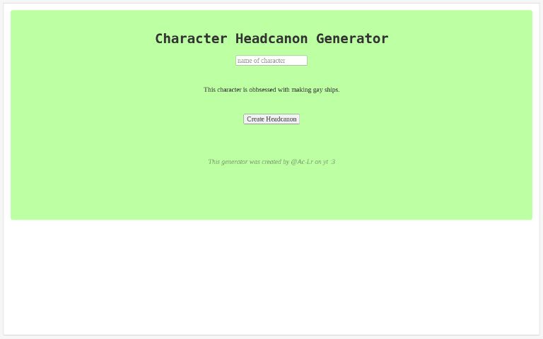Character Headcanon Generator