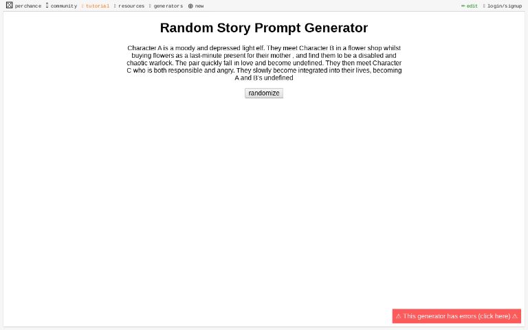 Random Story Prompt Generator