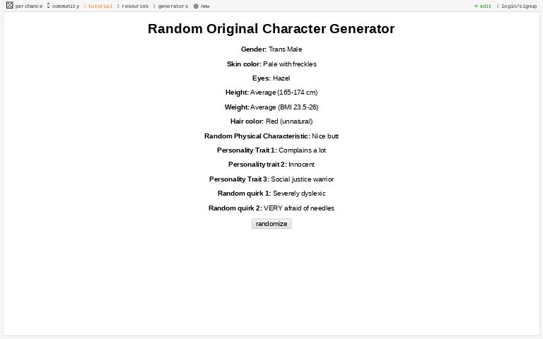 Random Original Character Generator