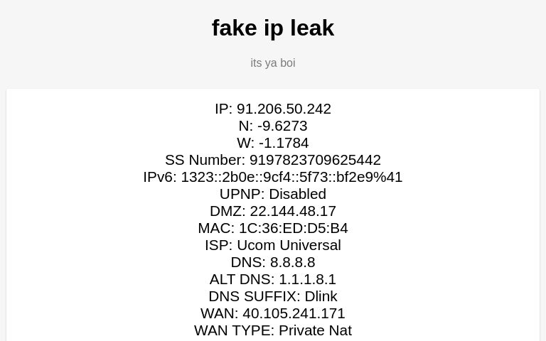 fake ip leak ― Perchance Generator