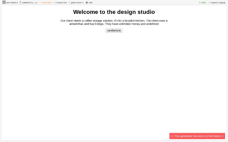 Welcome to the design studio ― Perchance Generator