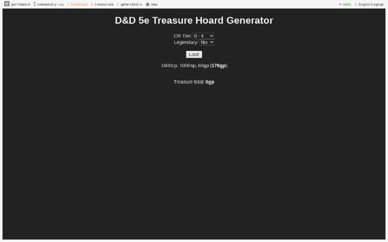 D&D 5e Treasure Hoard Generator