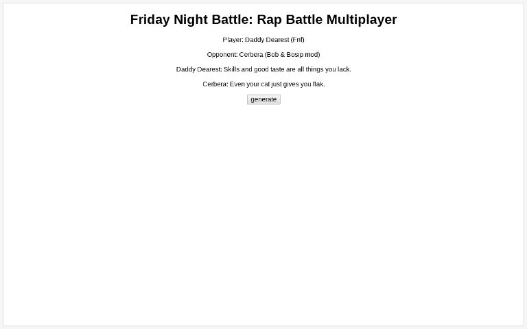 Friday Night Battle: Rap Battle Multiplayer ― Perchance Generator
