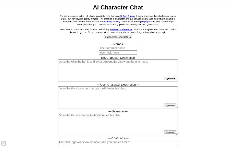 AI Character Chat (free, no sign-up, unlimited)