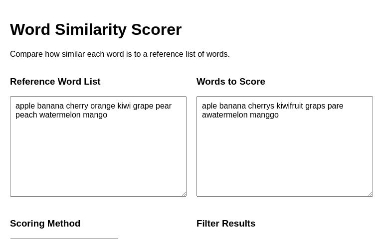 Word Similarity Scorer ― Perchance Generator