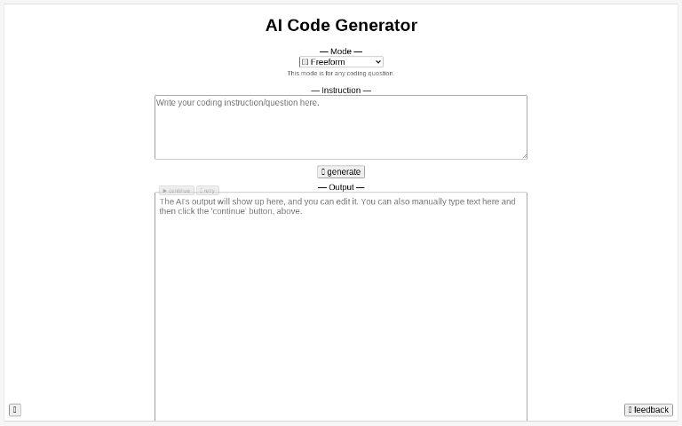 AI Code Generator (free, no sign-up, unlimited)